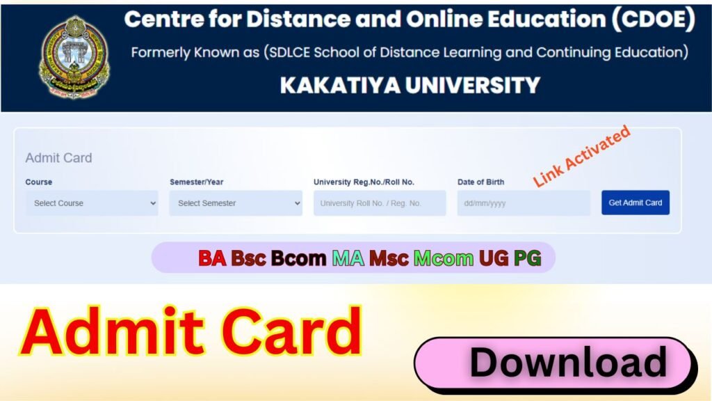 Kakatiya University Admit Card 2026 {Release} Download, KU UG PG Hall ...