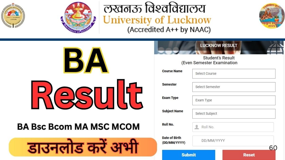 Lucknow University BA Result 2025 LU BA Results लखनऊ